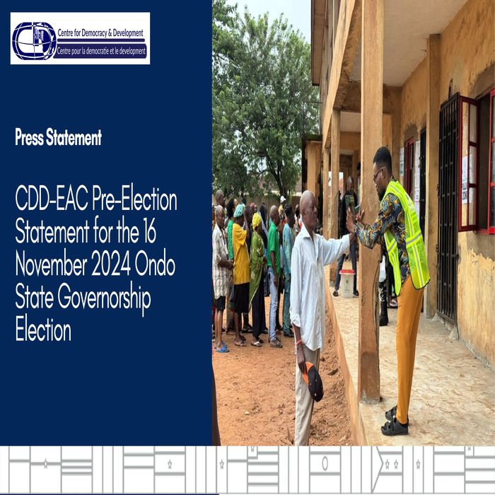 CDD-EAC Pre-Election Statement for the 16 November 2024 Ondo State ...